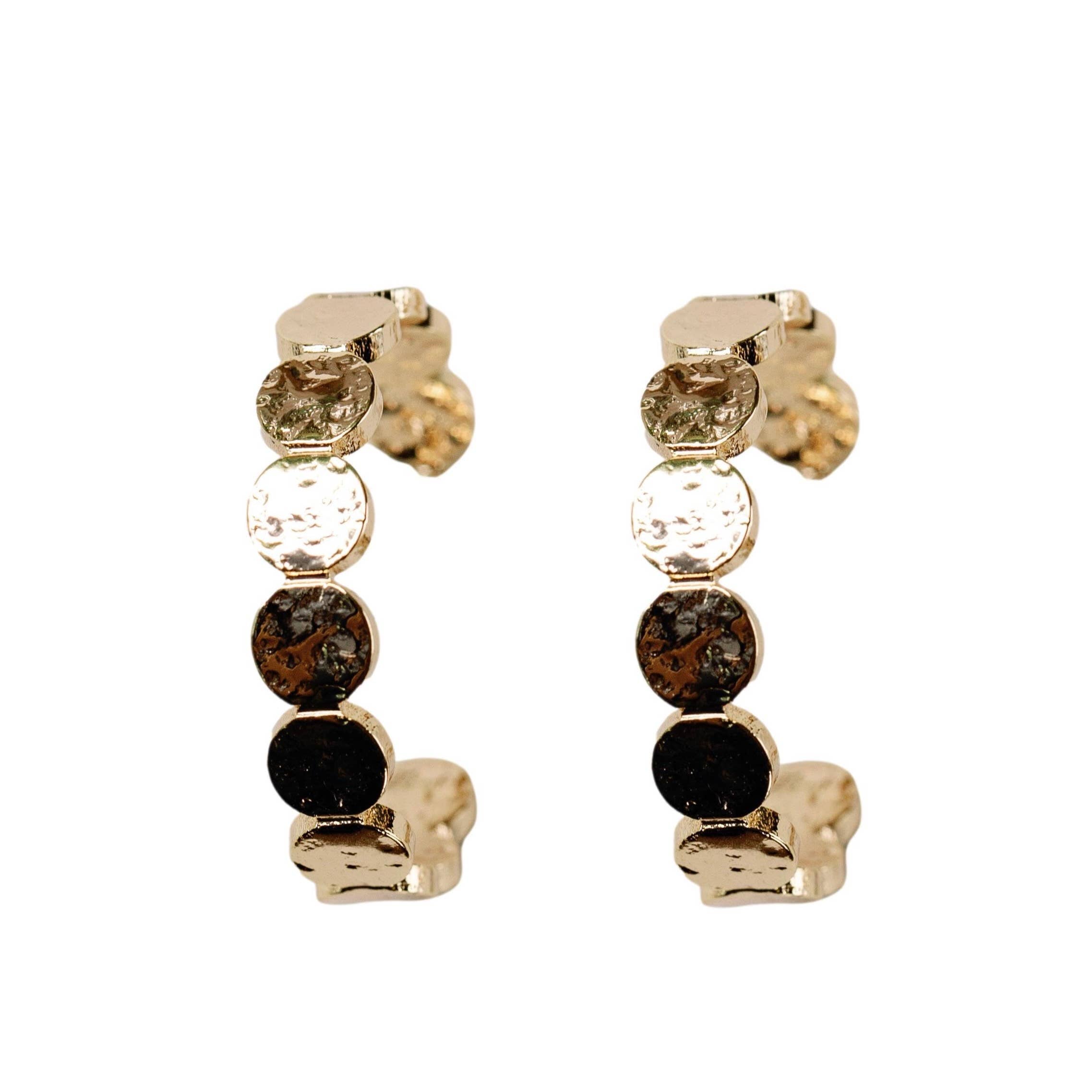 1 Inch Hammered Gold Scalloped Hoop Earrings – The Southern Welcome